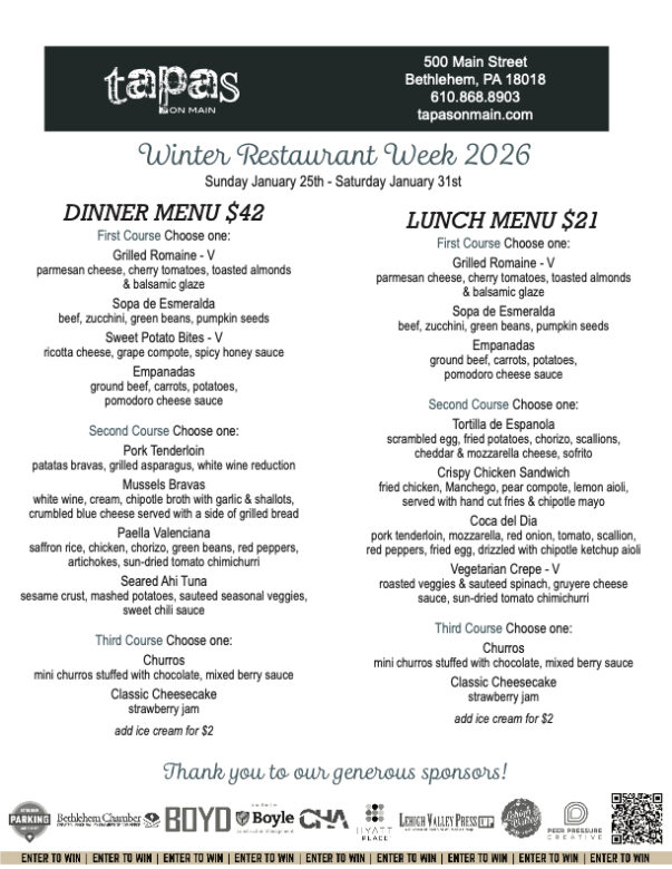 Winter Restaurant Week in Bethlehem, Pennsylvania - Lehigh Valley with Love